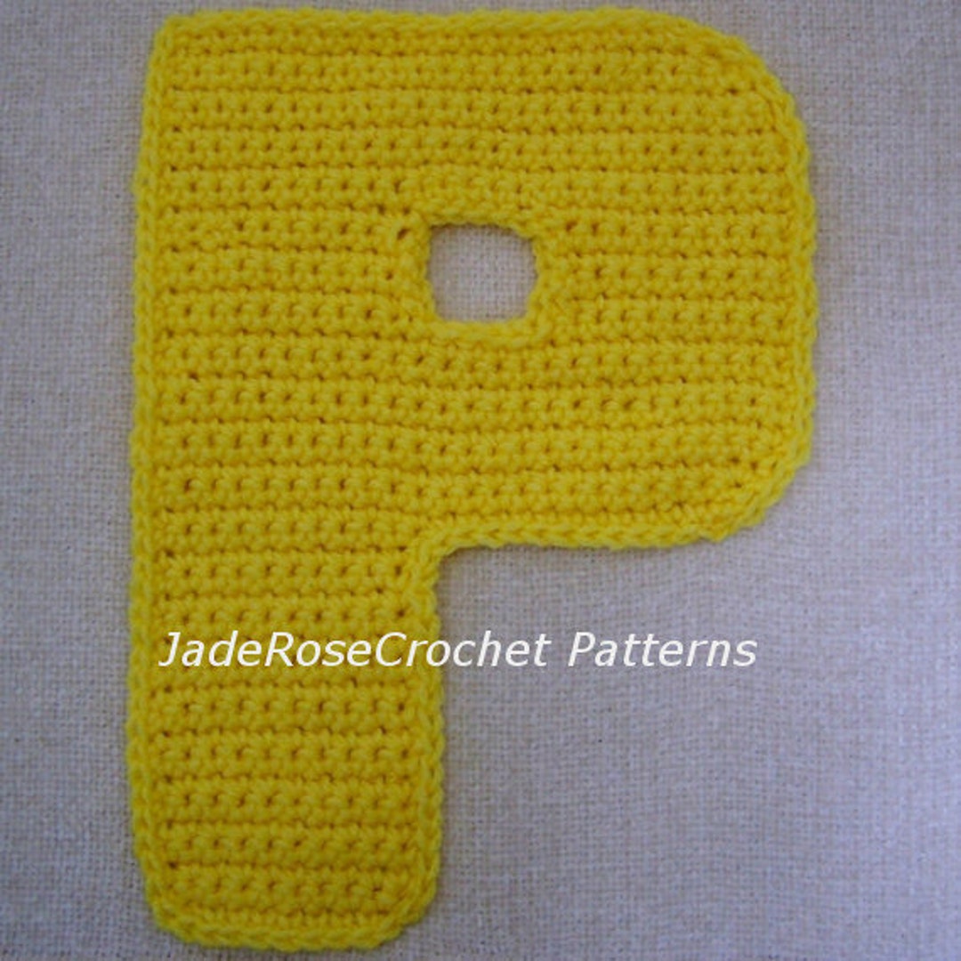 Crochet Letters Patterns, P, Alphabet Applique, 3D Accent Pillows, in 5 ...