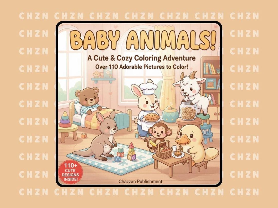 Baby Animals Cozy Coloring Book: Relaxing Cozy Scenes (PDF Printable ...