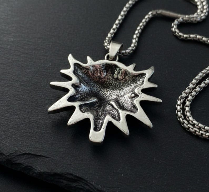 The Wolf School 3D Pendant, Stainless Steel Wolf Head Necklace Animal ...