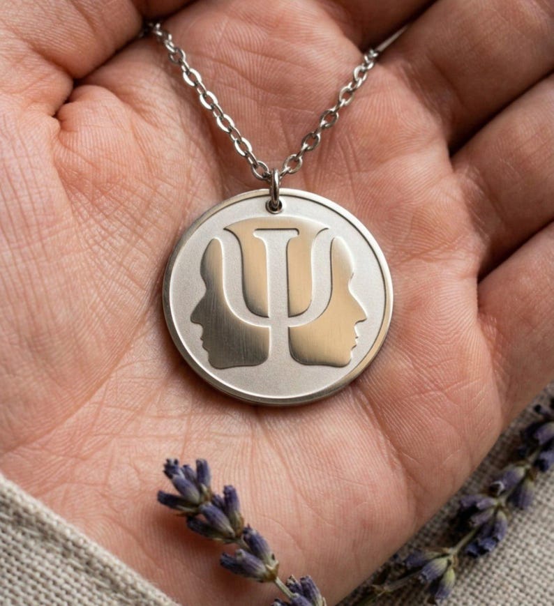 Psychology Psi Symbol Necklace, Stainless Steel Mind Connection Pendant ...