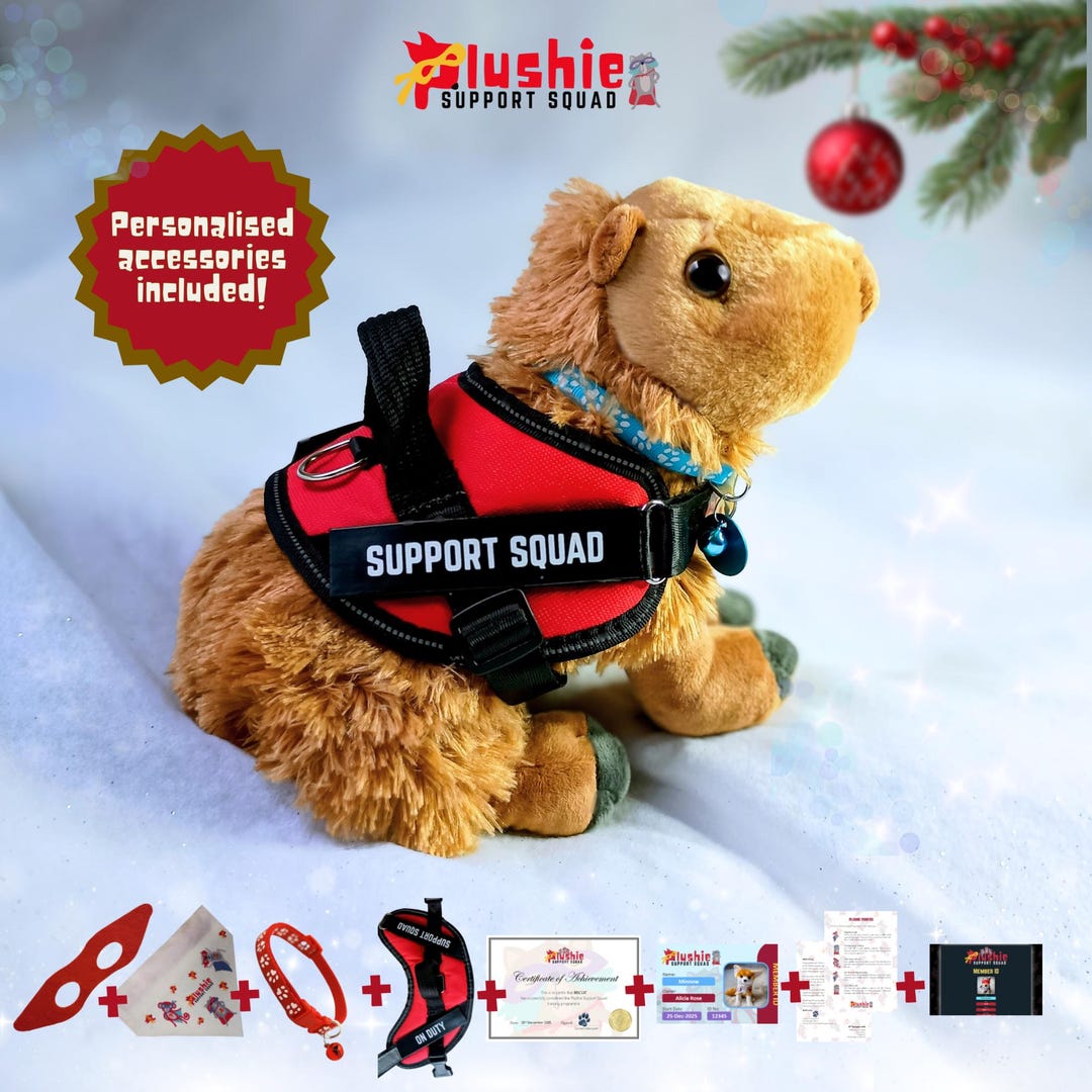 Personalised Emotional Support Plushie Capybara 12” With Custom Bandana ...