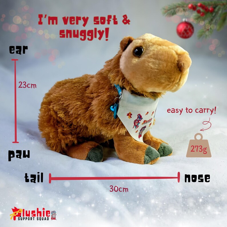 Personalised Emotional Support Plushie Capybara 12” With Custom Bandana ...