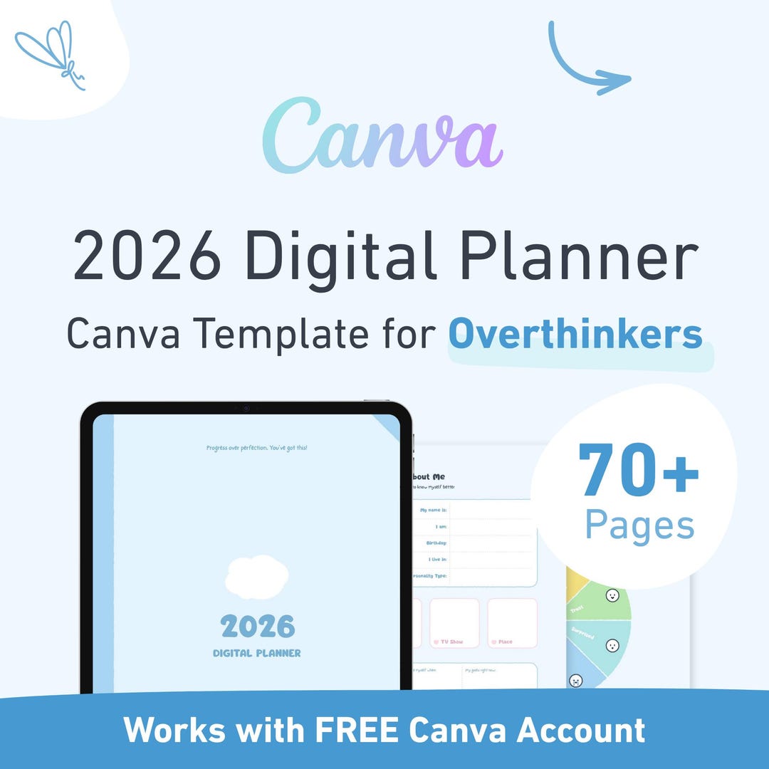 2026 Digital Planner Canva Template for Overthinkers ADHD | Mental ...