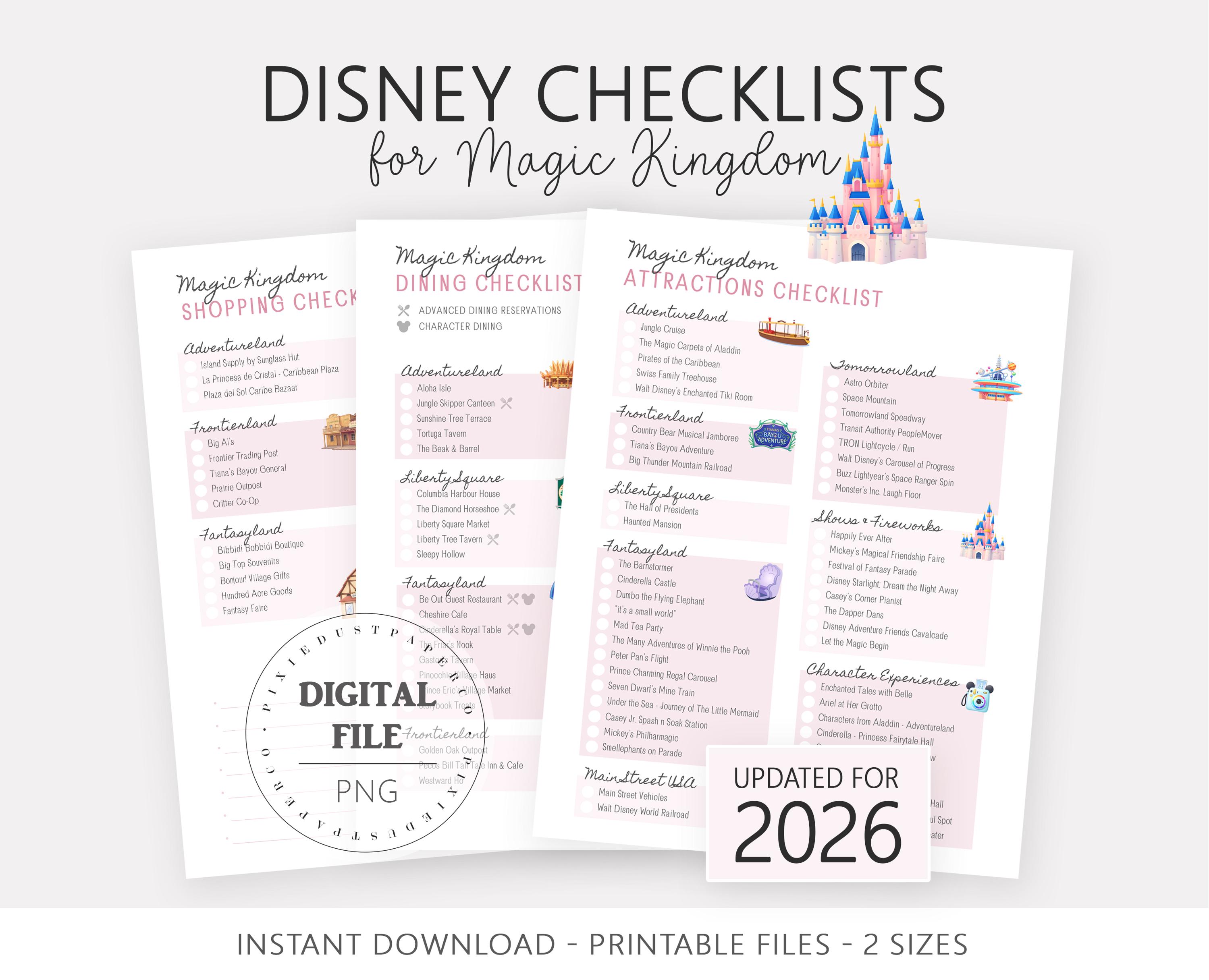 Disneyworld Printable Planner Checklists, Magical Family Trip, WDW ...
