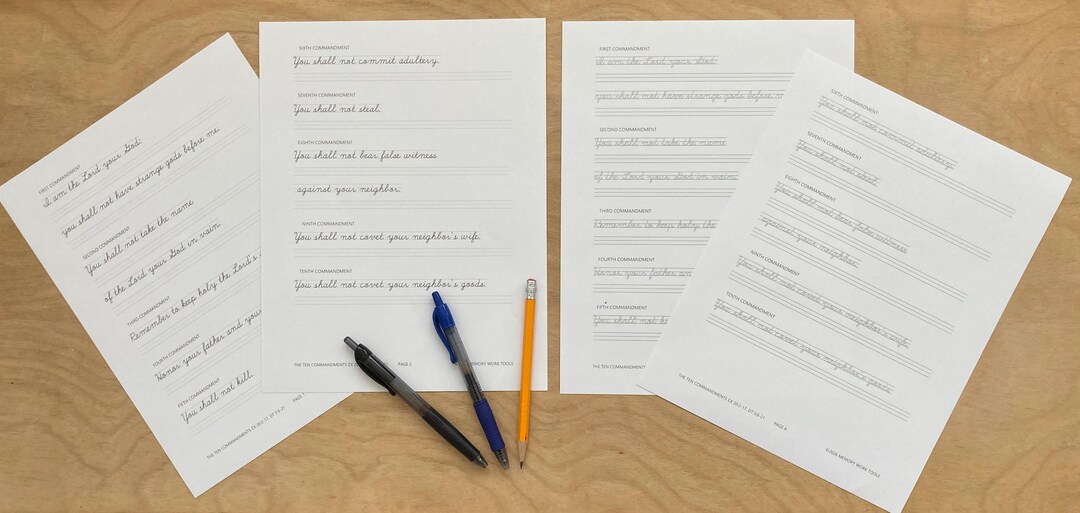 Ten Commandments Cursive Copywork | Instant Download | Easy to Print ...