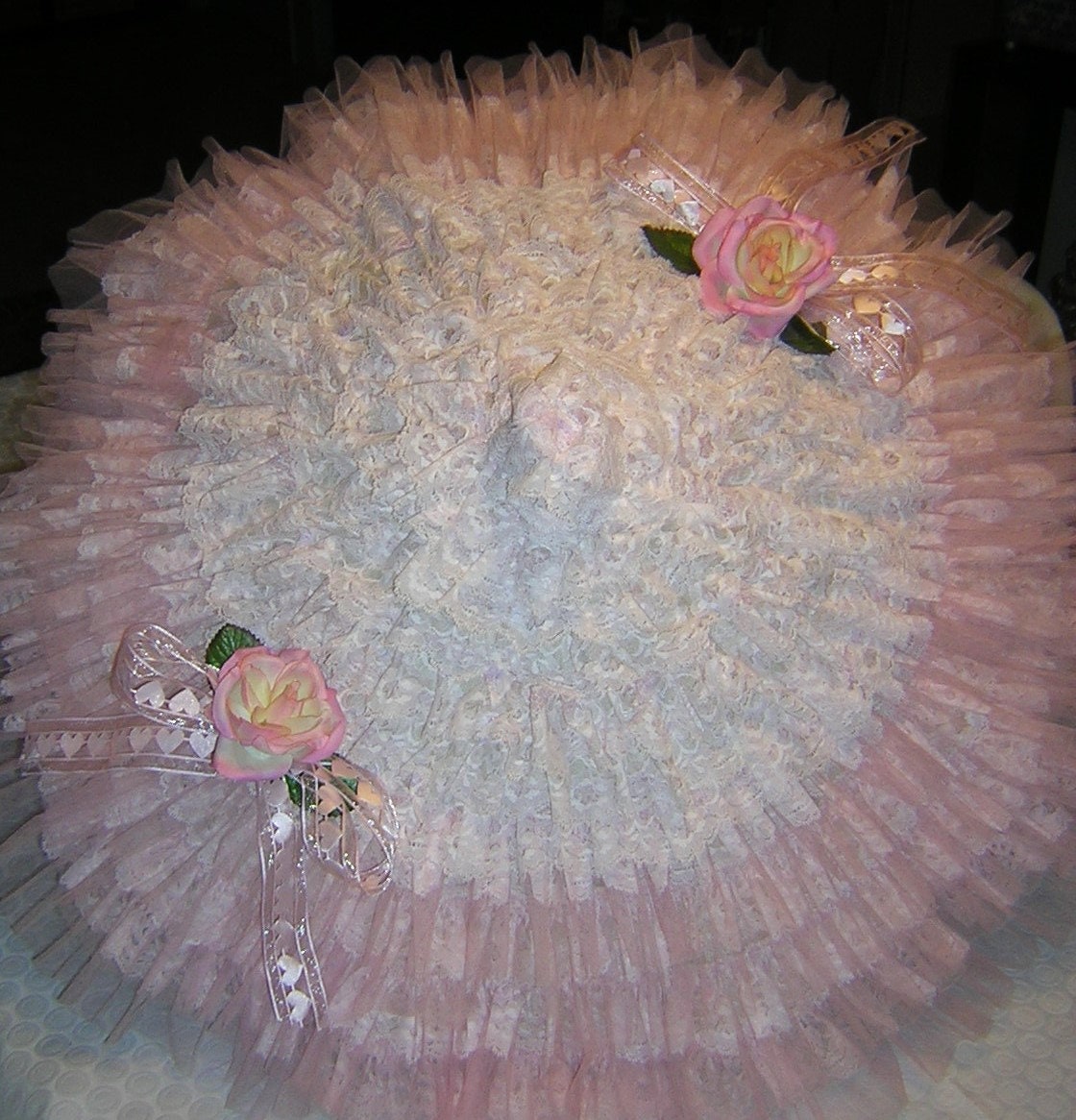 Handmade Pink Floral Lace Chiffon Ruffled Paper Umbrella Home Decor - Etsy