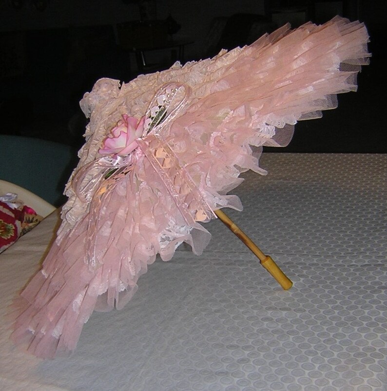 Handmade Pink Floral Lace Chiffon Ruffled Paper Umbrella Home Decor - Etsy