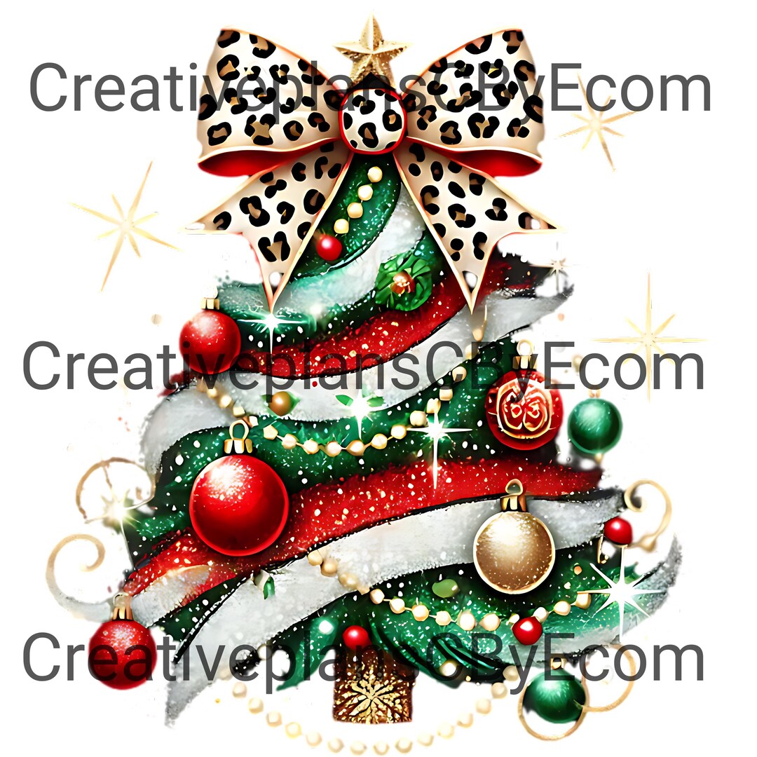 Girly Christmas Tree PNG, Leopard Bow (digital Download) - Etsy Canada