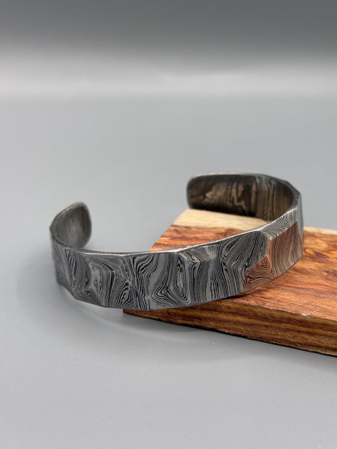 Handmade Damascus Steel Cuff Bracelet | Rustic Viking Bangle - Etsy