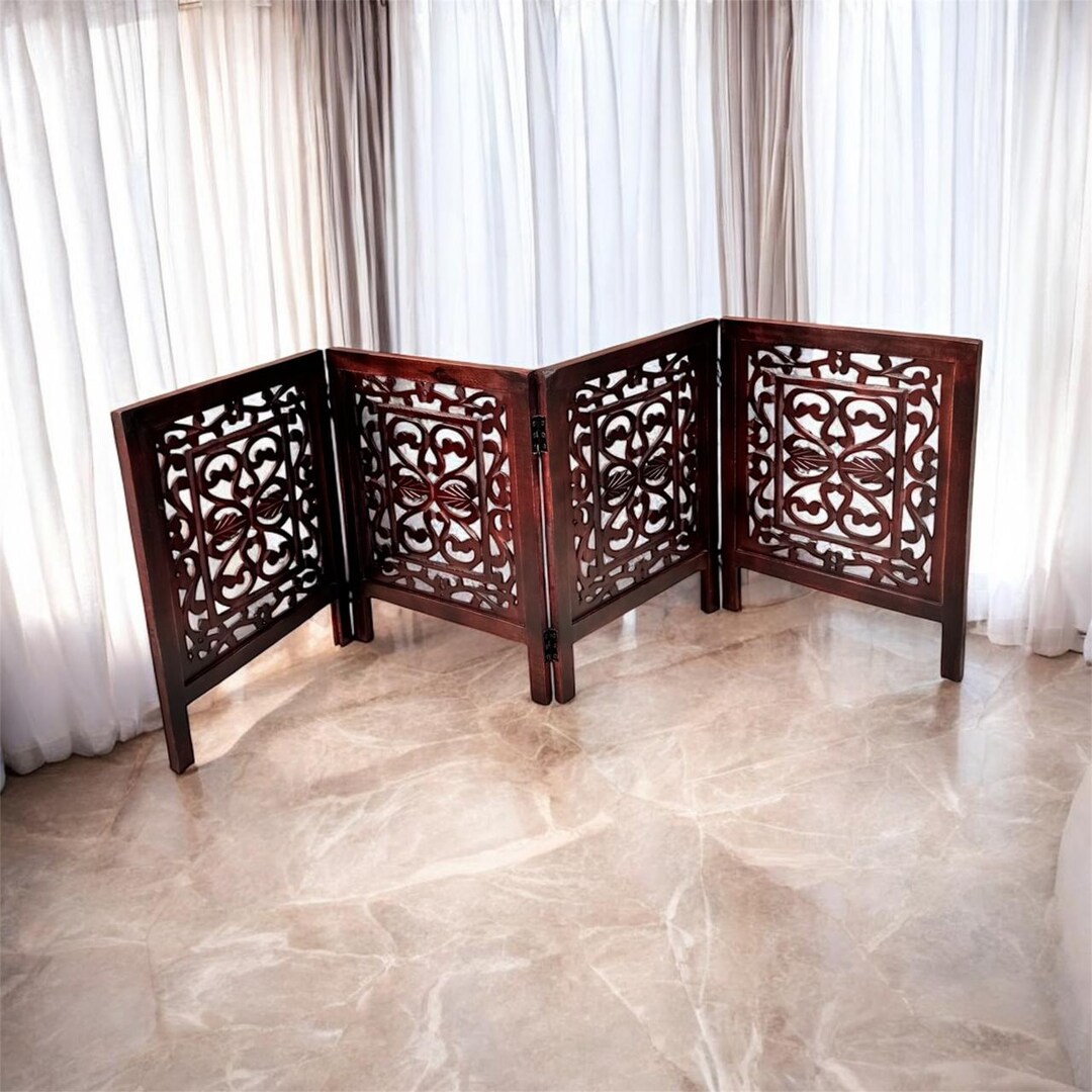 Handcrafted Wooden Carved Room Divider, Floral Partition Screen - Etsy