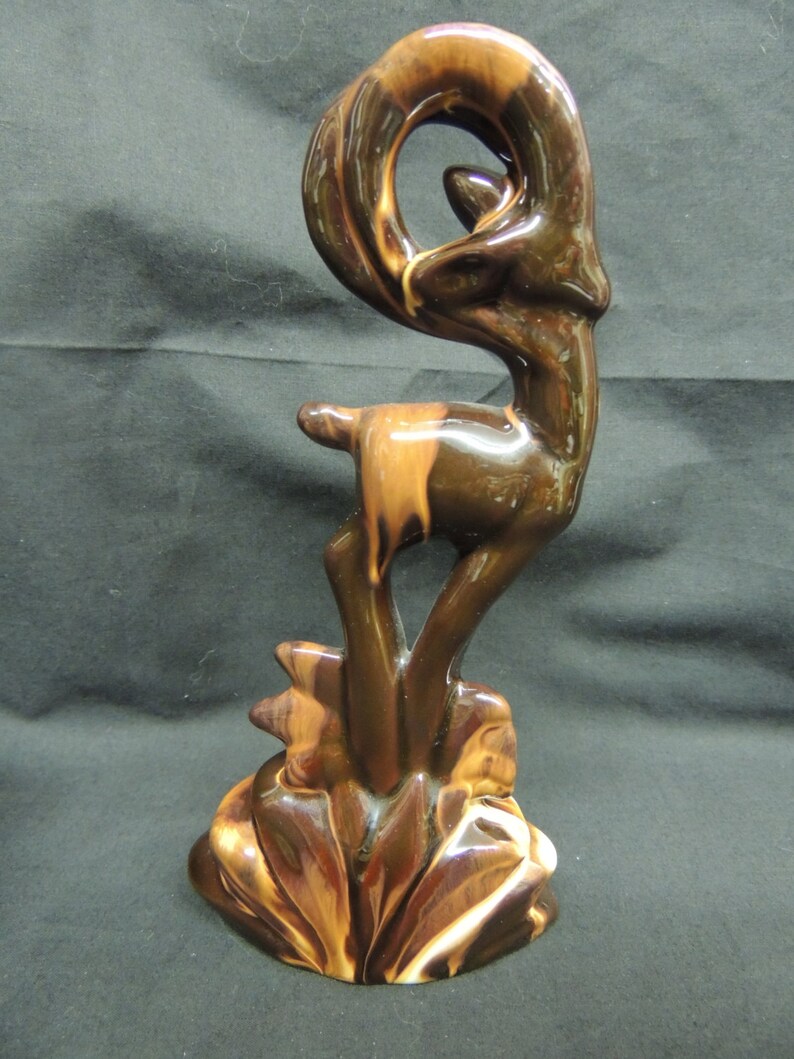 Vintage Mid Century MCM Mod Art Pottery Two Tone Brown Gazelle - Etsy