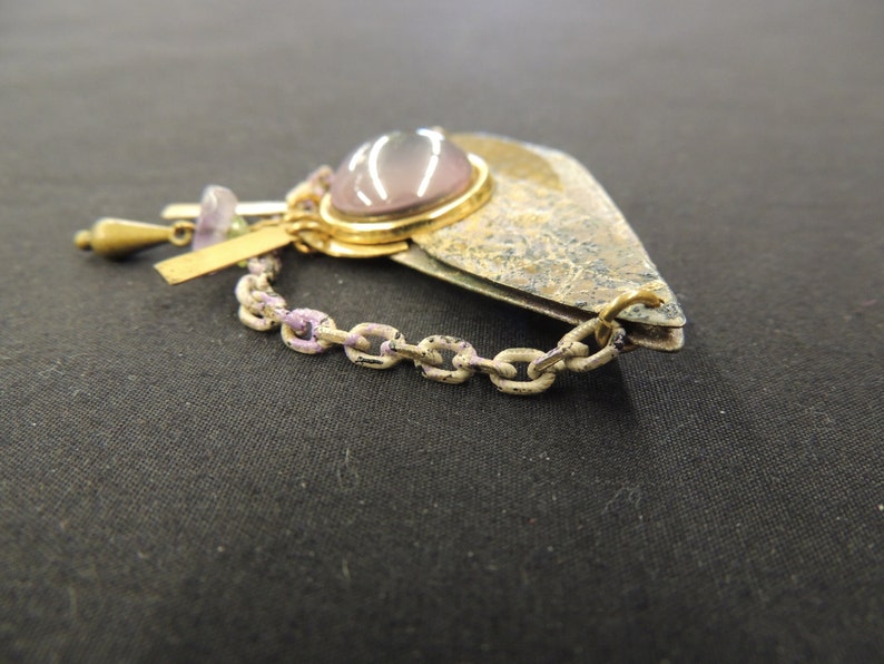 Vintage 1980's Metal & Purple Glass Cabochon Eye Dangle Brooch - Etsy