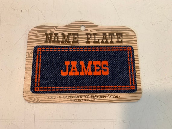 Vintage 1975 Denim Name Plate JAMES Self Stick NOS Ma… - Gem