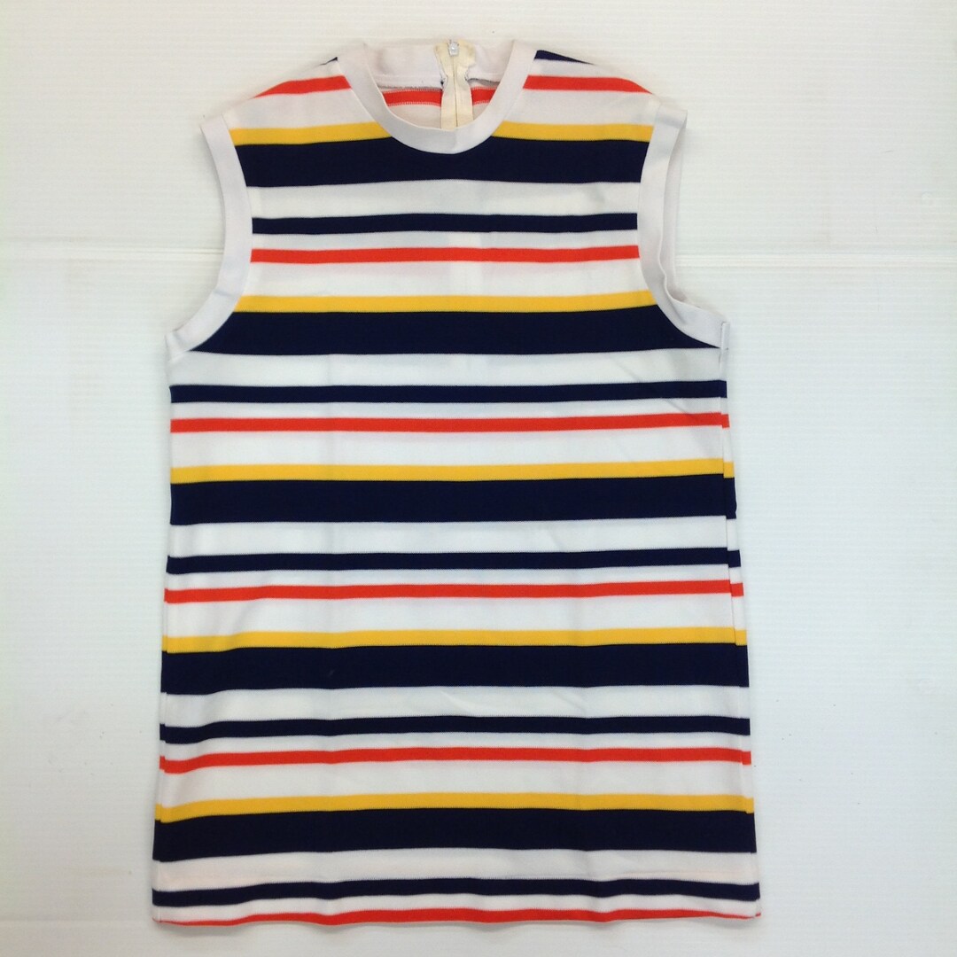 Vintage 1970's Miss Holly Zip-up Sleeveless Tank White Orange Yellow ...