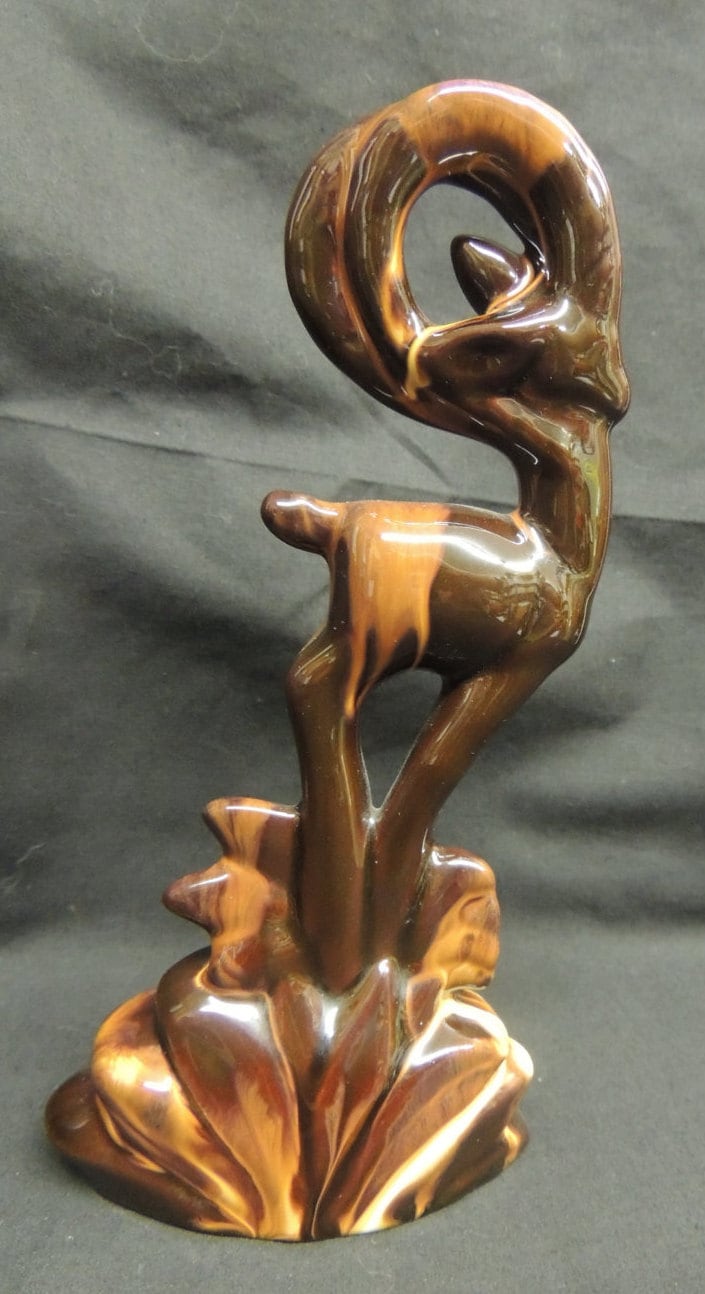 Vintage Mid Century MCM Mod Art Pottery Two Tone Brown Gazelle - Etsy
