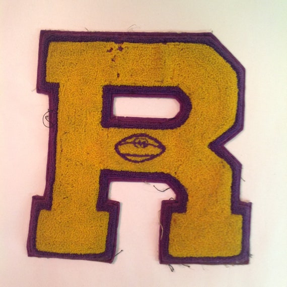 Vintage Varsity Letterman Patch Letter R with Footbal… - Gem