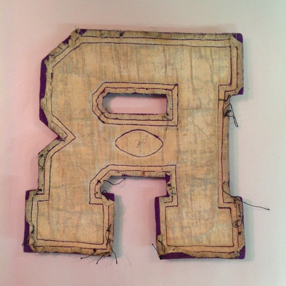 Vintage Varsity Letterman Patch Letter R with Footbal… - Gem
