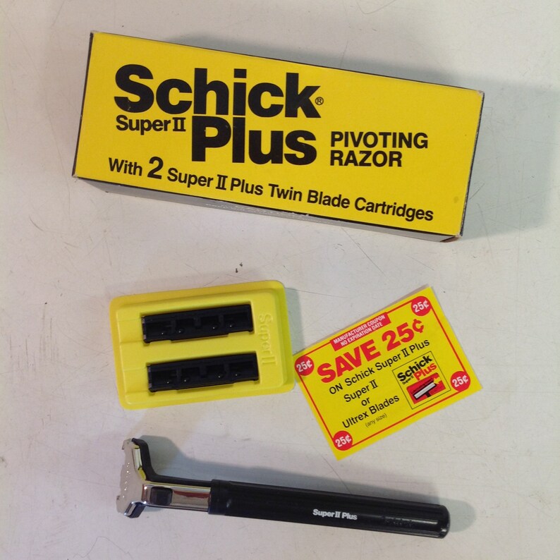 Vintage 1990's NOS SCHICK Plus Super II Pivoting Razor 2 Twin Blade ...