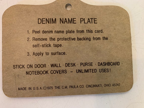 Vintage 1975 Denim Name Plate JAMES Self Stick NOS Ma… - Gem