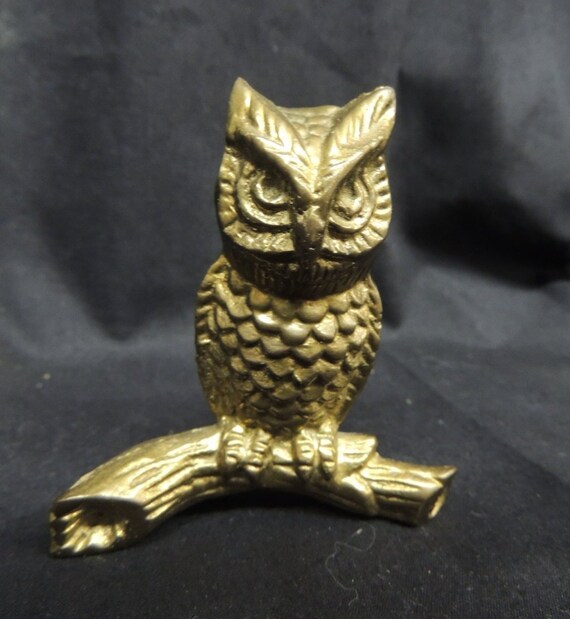 Vintage Brass Metal Owl Statue Figurine Paperweight Bird | Etsy