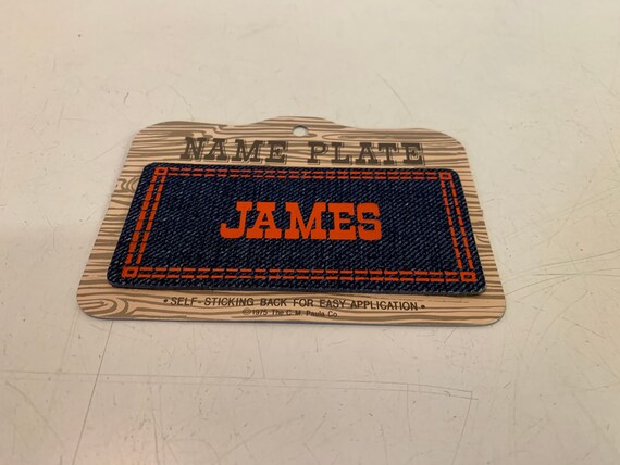 Vintage 1975 Denim Name Plate JAMES Self Stick NOS Ma… - Gem
