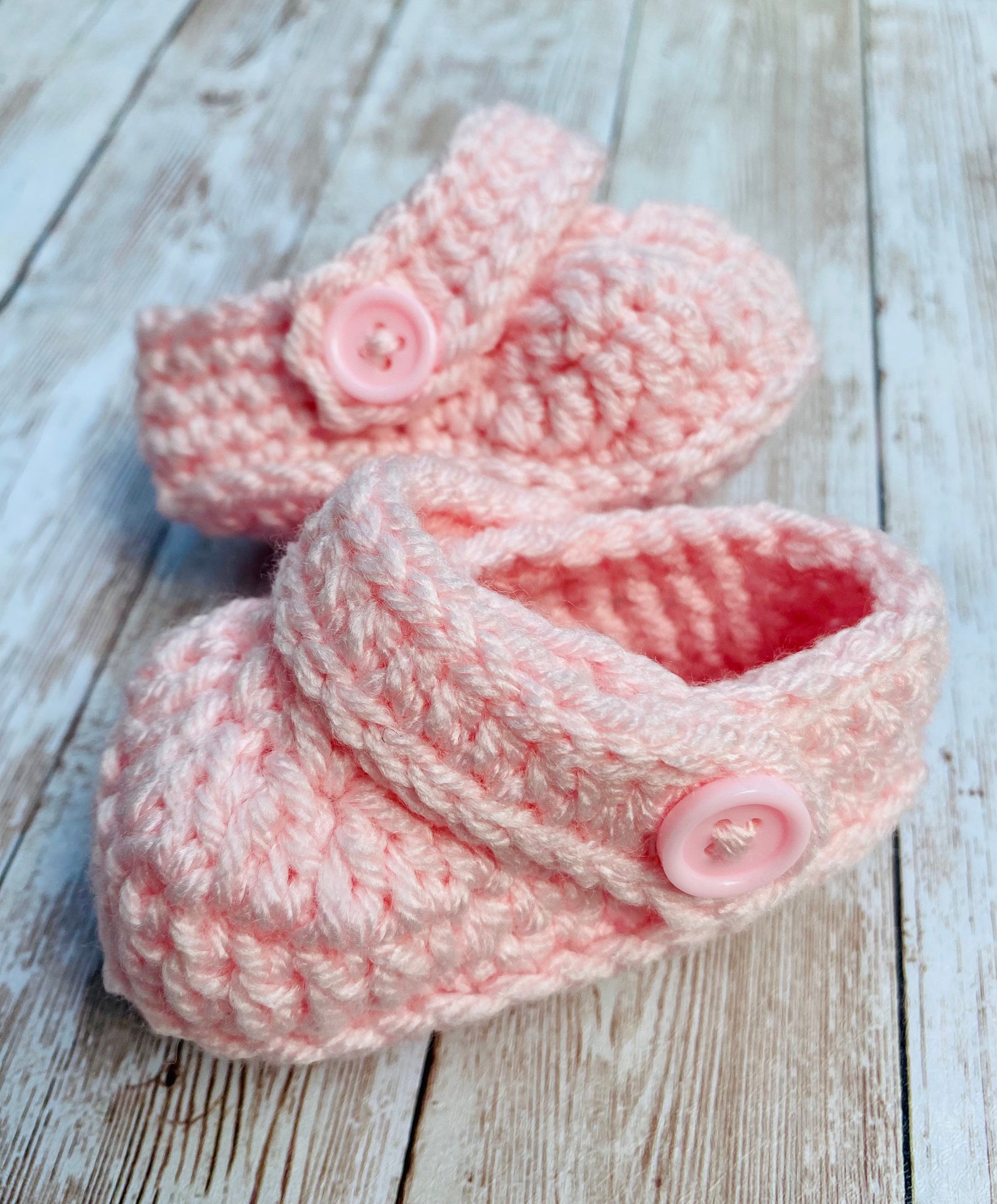 Crochet Infant Baby SANDALS Button Strap CLOG Booties // Light Pink ...