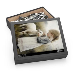 Vintage Easter Puzzle, Cute Girl and Sheep, Antique Spring Art ...