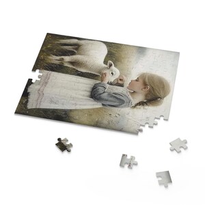 Vintage Easter Puzzle, Cute Girl and Sheep, Antique Spring Art ...