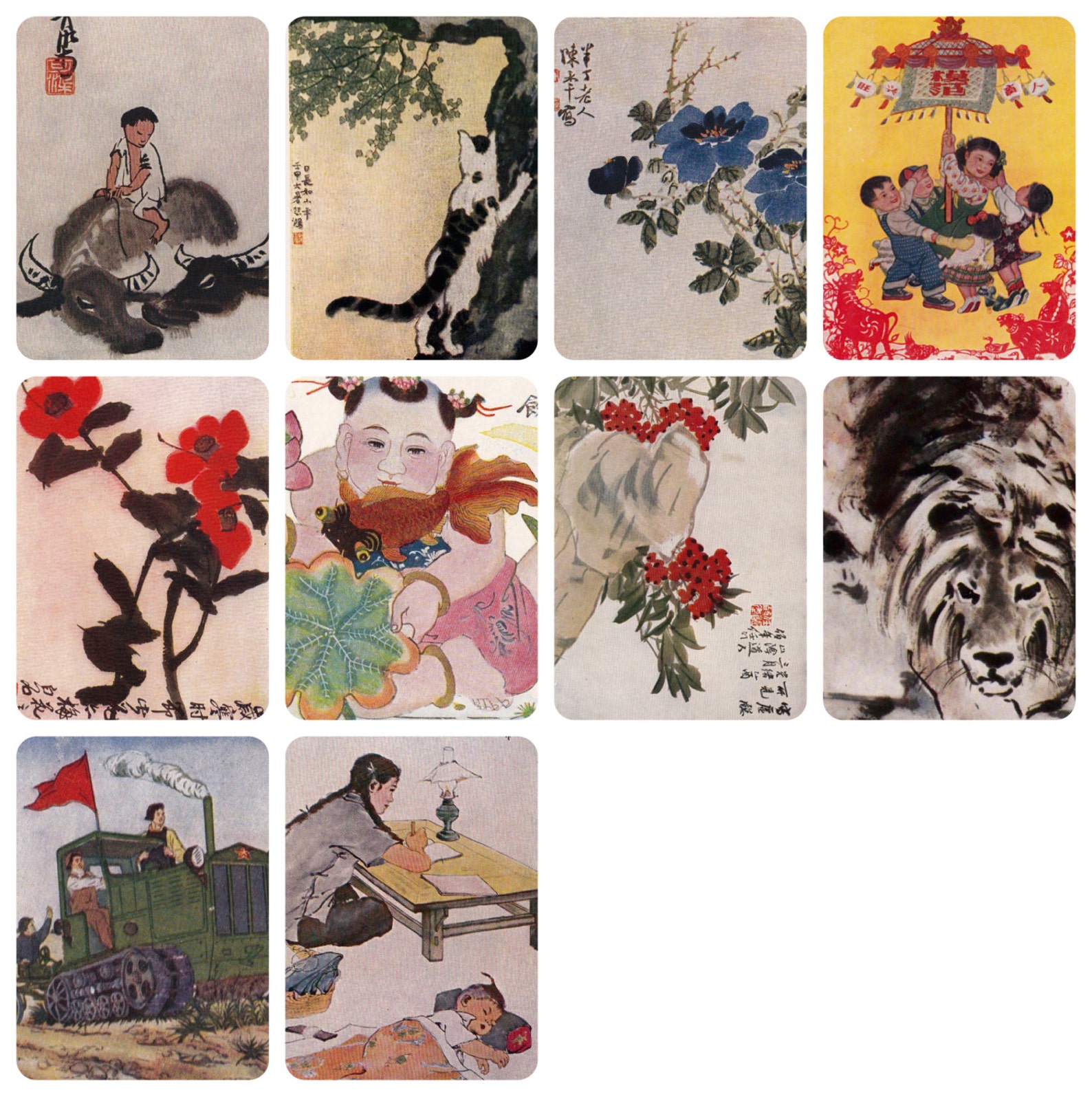 Chinese Art Set of 10 Vintage Postcards 1950s Izogiz | Etsy