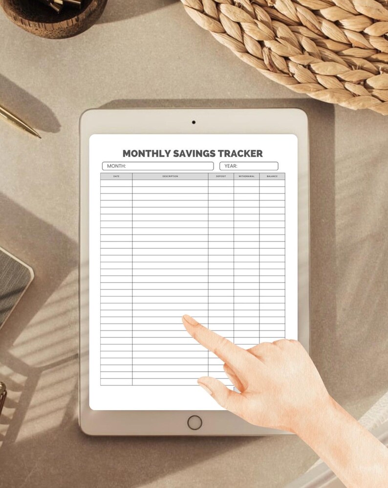 Monthly Savings Tracker | Printable Budget and Savings Log With Graph ...