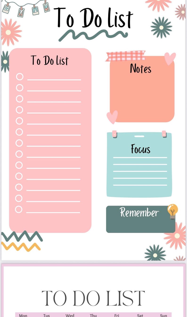 To Do List X5 Printable Sheets PDF - Etsy