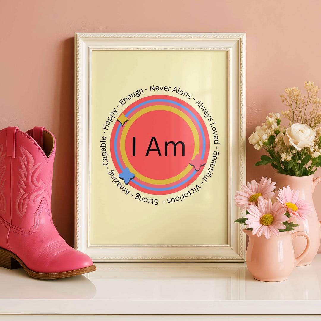 I Am Affirmation Wall Art Printable Colorful Self Love Poster Available ...