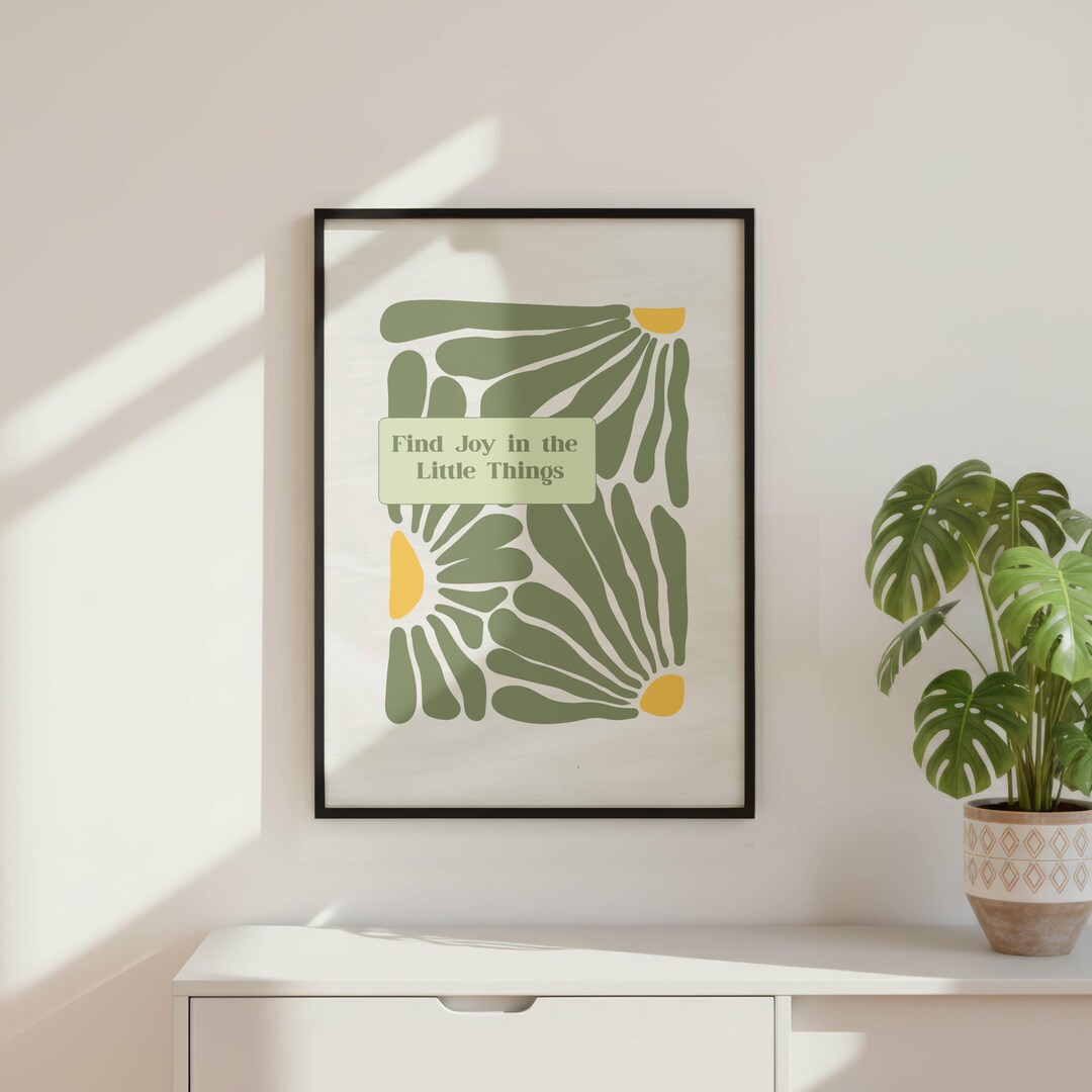 Sage Abstract Wall Art | Find Joy in Little Things Quote | Download | 4 ...