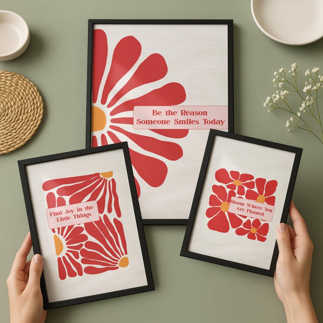 Red Matisse Abstract Motivational Art Set of 3 | Digital Download | 4 ...