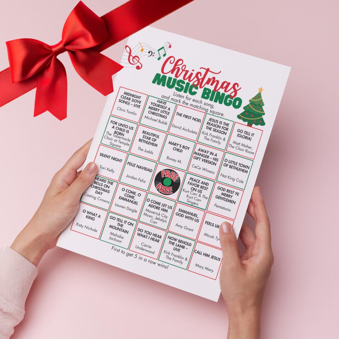 Christmas Music Bingo – 50 Cards + Spotify Playlist | Holiday Party ...