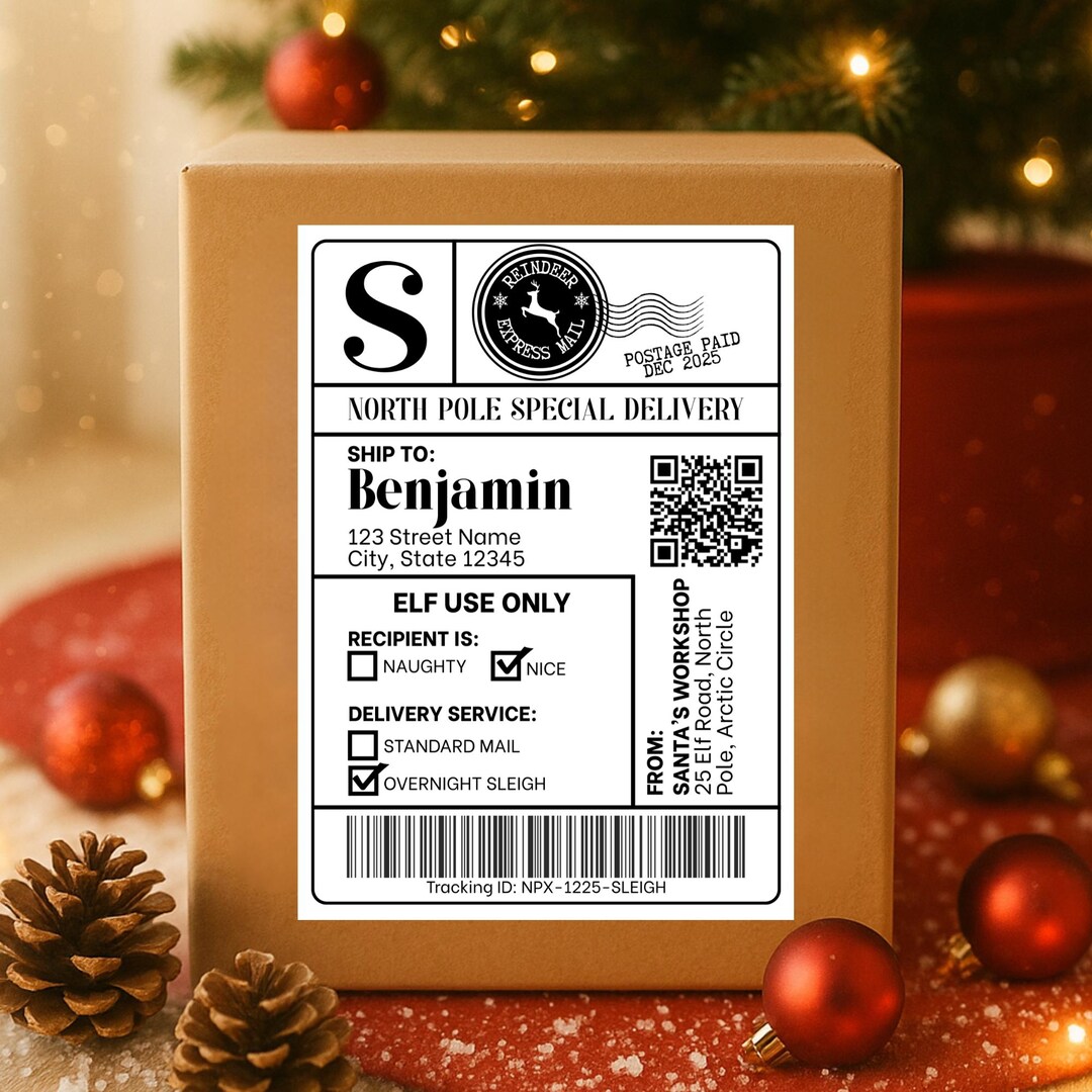 Editable North Pole Mailing Label Template: Printable Santa Gift Tag in ...