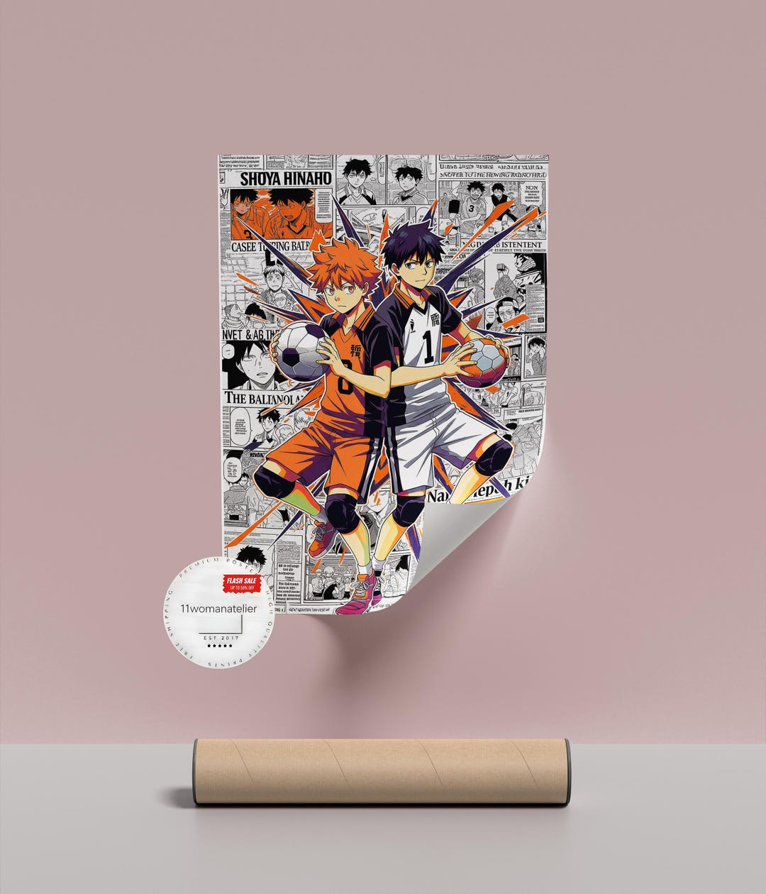 Haikyuu!! Anime Poster – Shoyo Hinata & Tobio Kageyama, Manga Collage ...