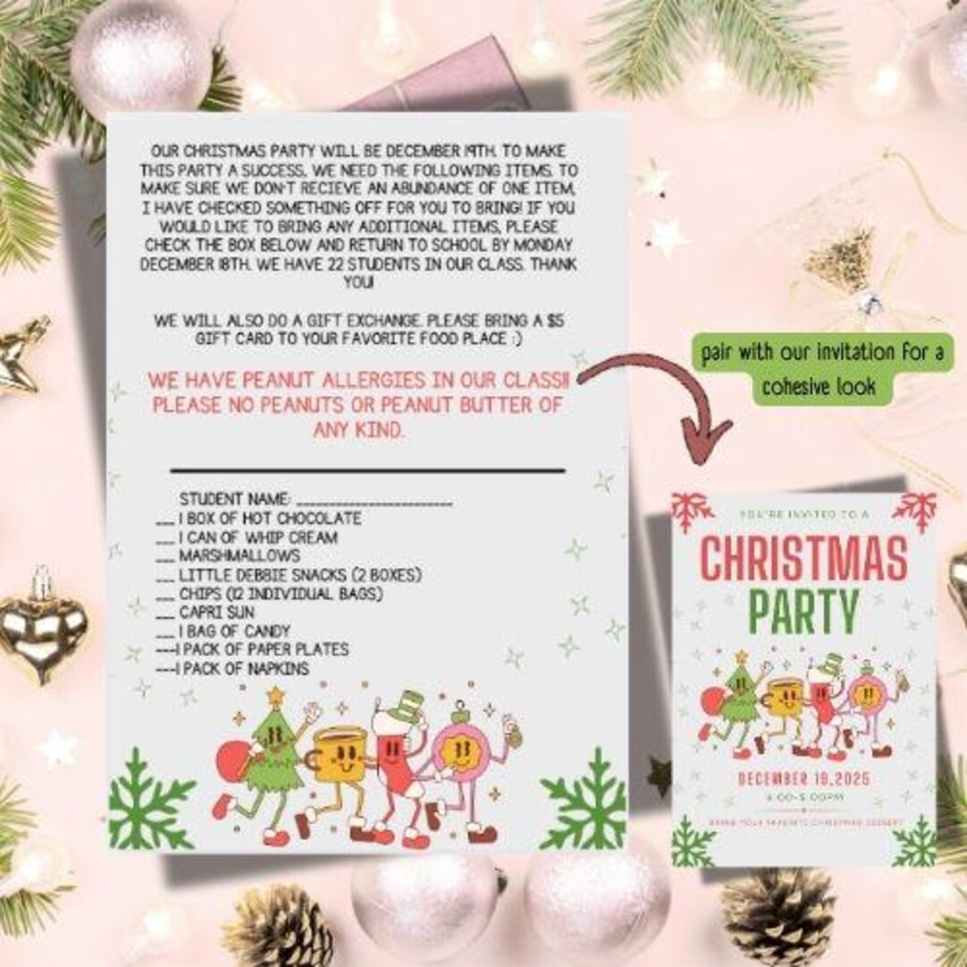 Class Christmas Party Letter - Etsy