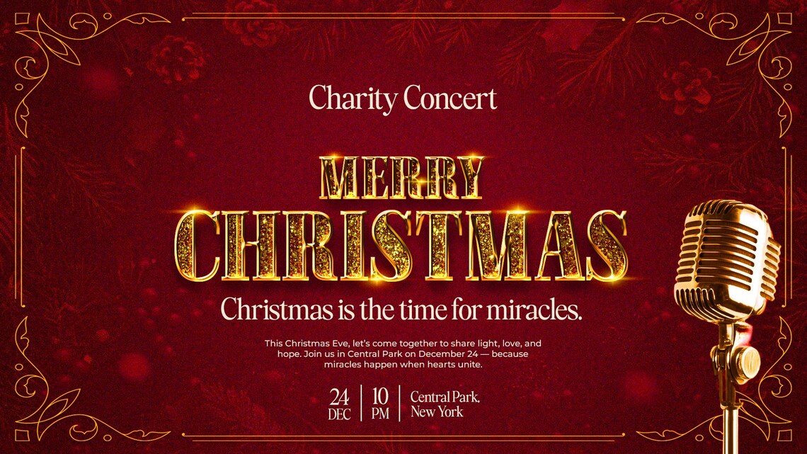 Red and Gold Christmas Music Poster Template (PSD) - Etsy