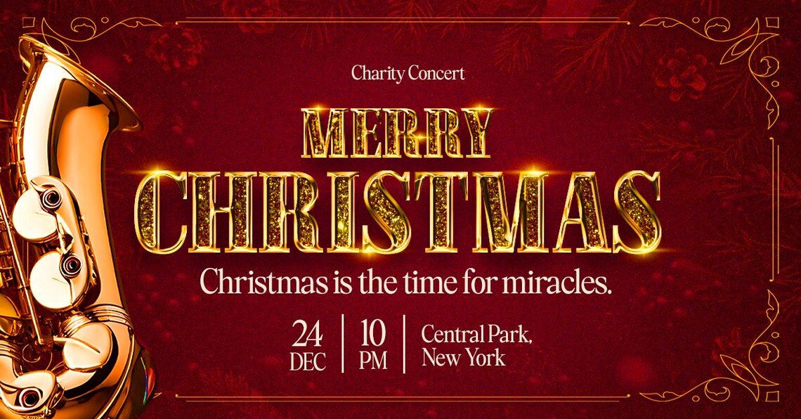 Red and Gold Christmas Music Poster Template (PSD) - Etsy