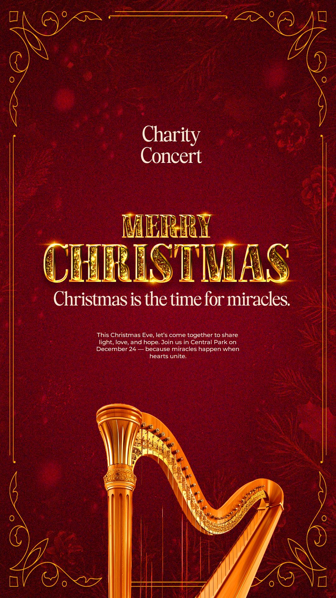 Red and Gold Christmas Music Poster Template (PSD) - Etsy