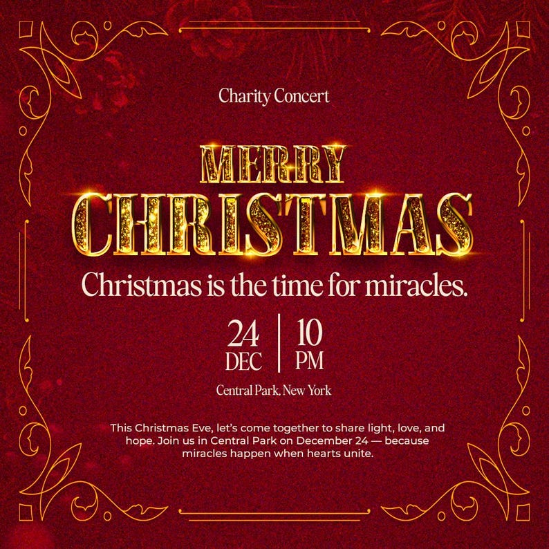 Red and Gold Christmas Music Poster Template (PSD) - Etsy