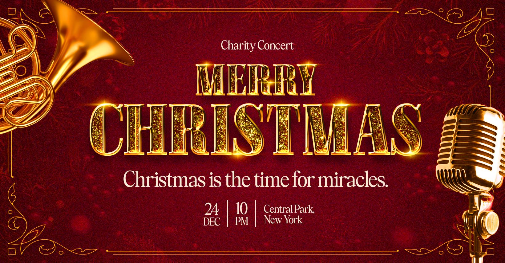 Red and Gold Christmas Music Poster Template (PSD) - Etsy