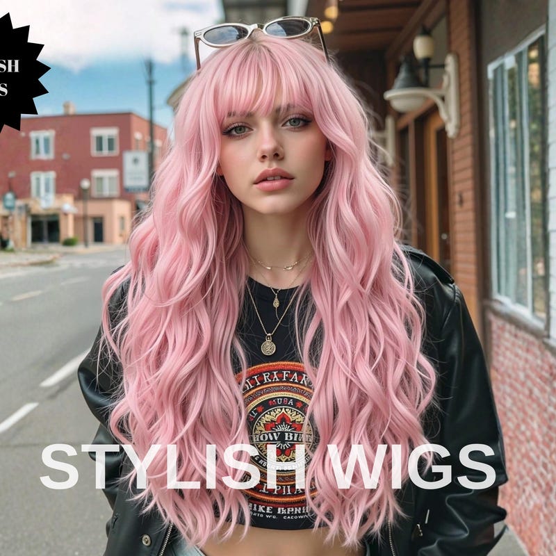 Long Pink Wig - Etsy