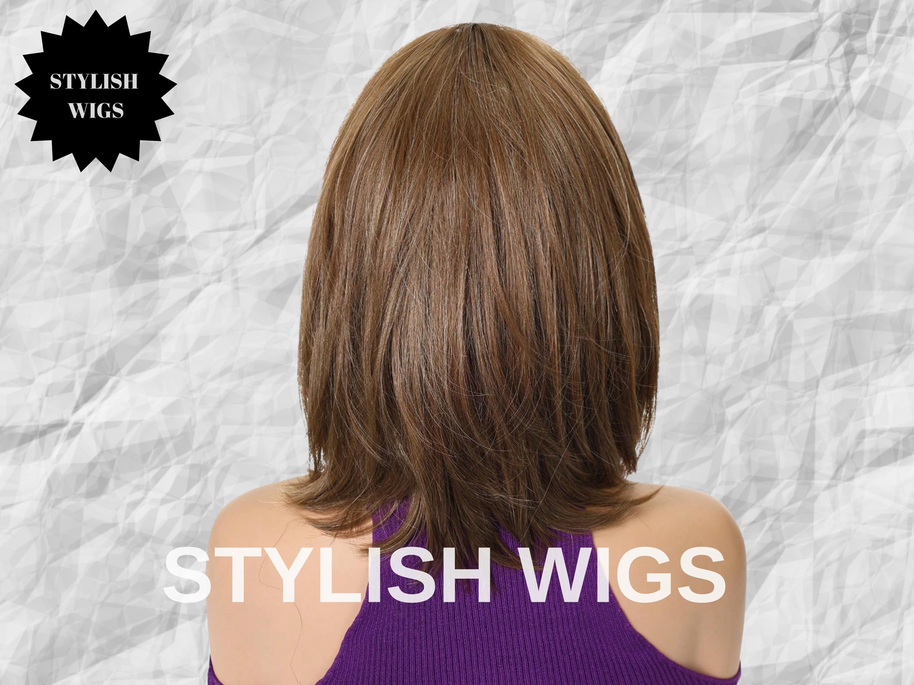 Short Layered Bob Wig: Natural Brown Women's Hairstyle - Etsy