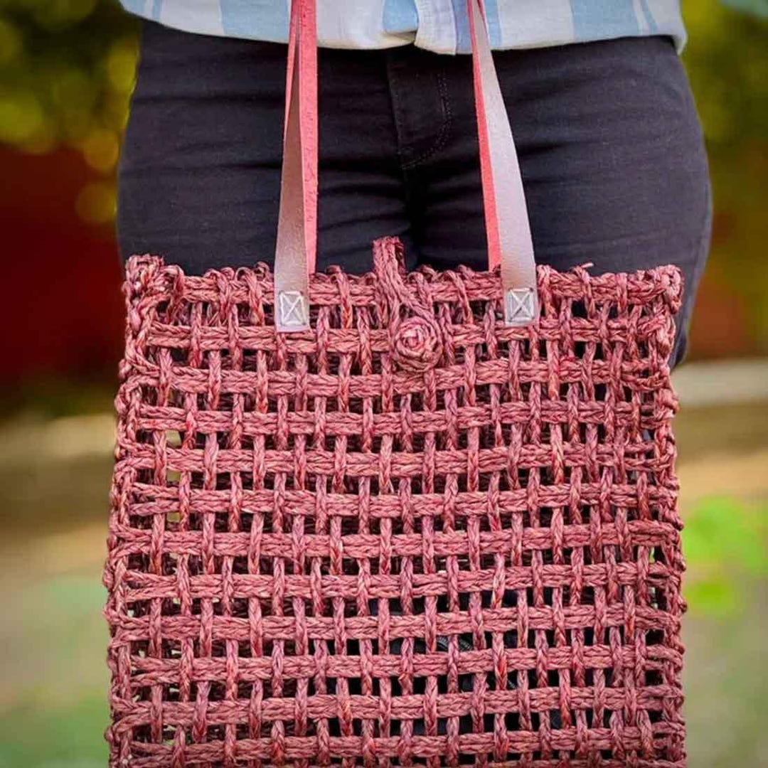 Sauraweave Handwoven Sabai Grass Mesh Tote Bag Pink Eco Friendly ...