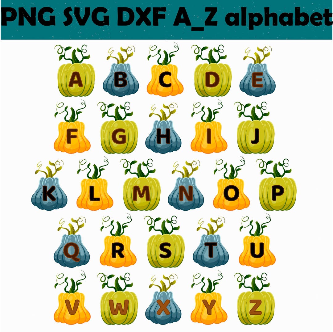 Pumpkin Alphabet Clipart Bundle: Fall A-Z Letters (SVG PNG DXF) - Etsy