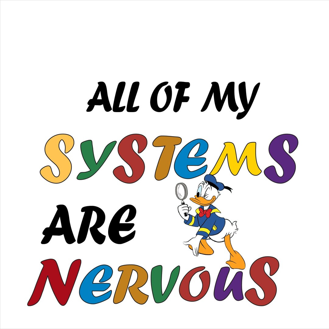 Funny Cartoon Lettering SVG | All Systems Nervous | Craft Quote PNG DXF ...