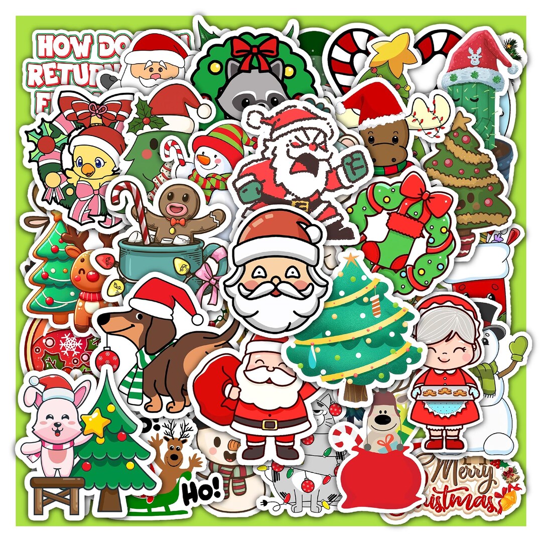 Christmas Themed Stickers Sheet –vinyl Decals for Laptop, Gifts 40 ...