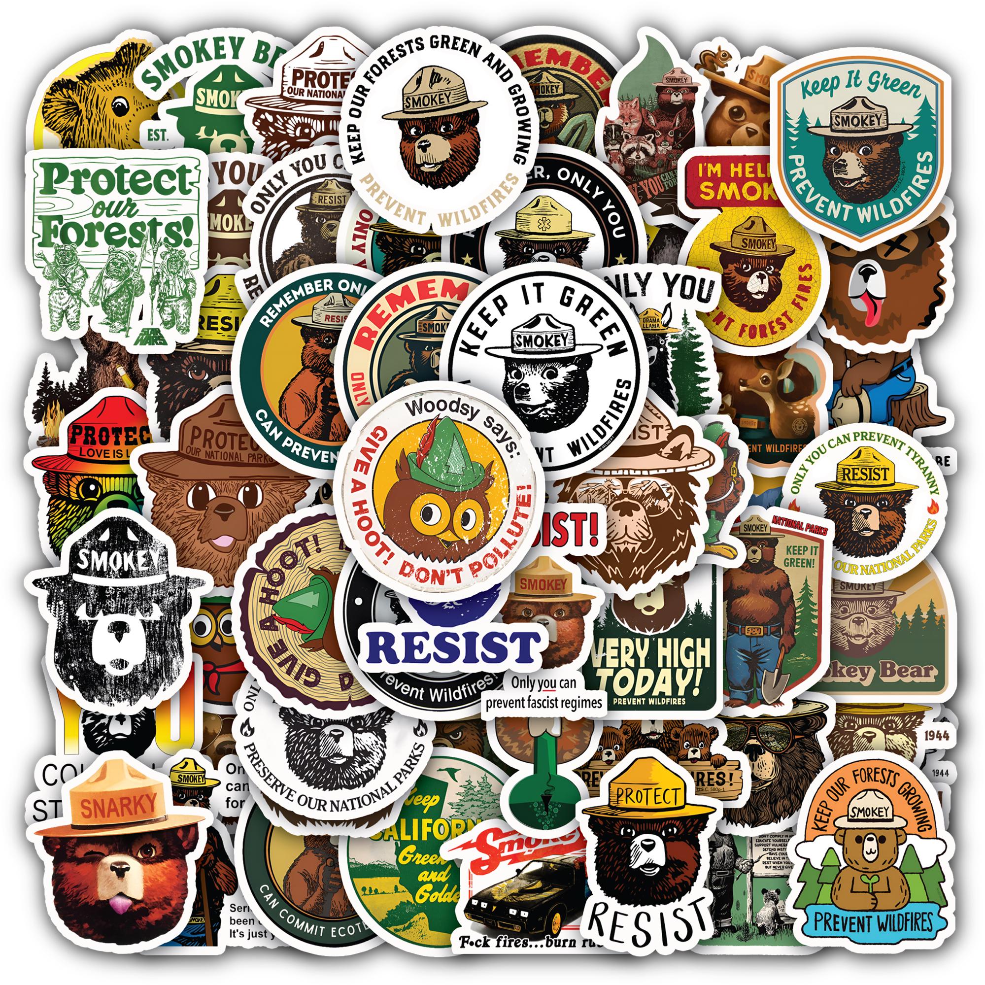 Smokey the Bear Stickers Sheet – Vinyl Decals for Laptop, Outdoor Gear ...